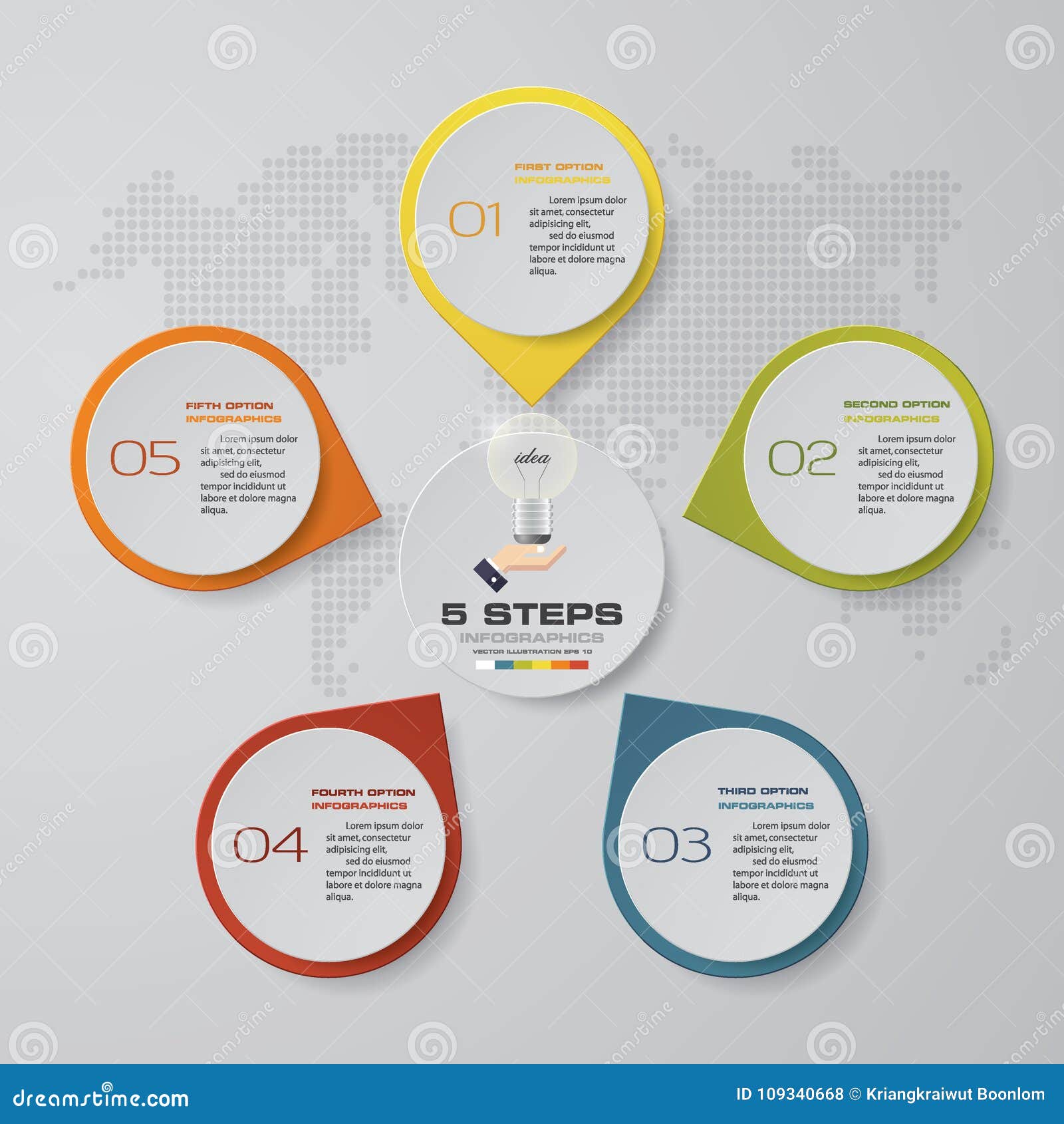 5 Steps Presentation Template/5 Options/ Infographics Graphic or ...