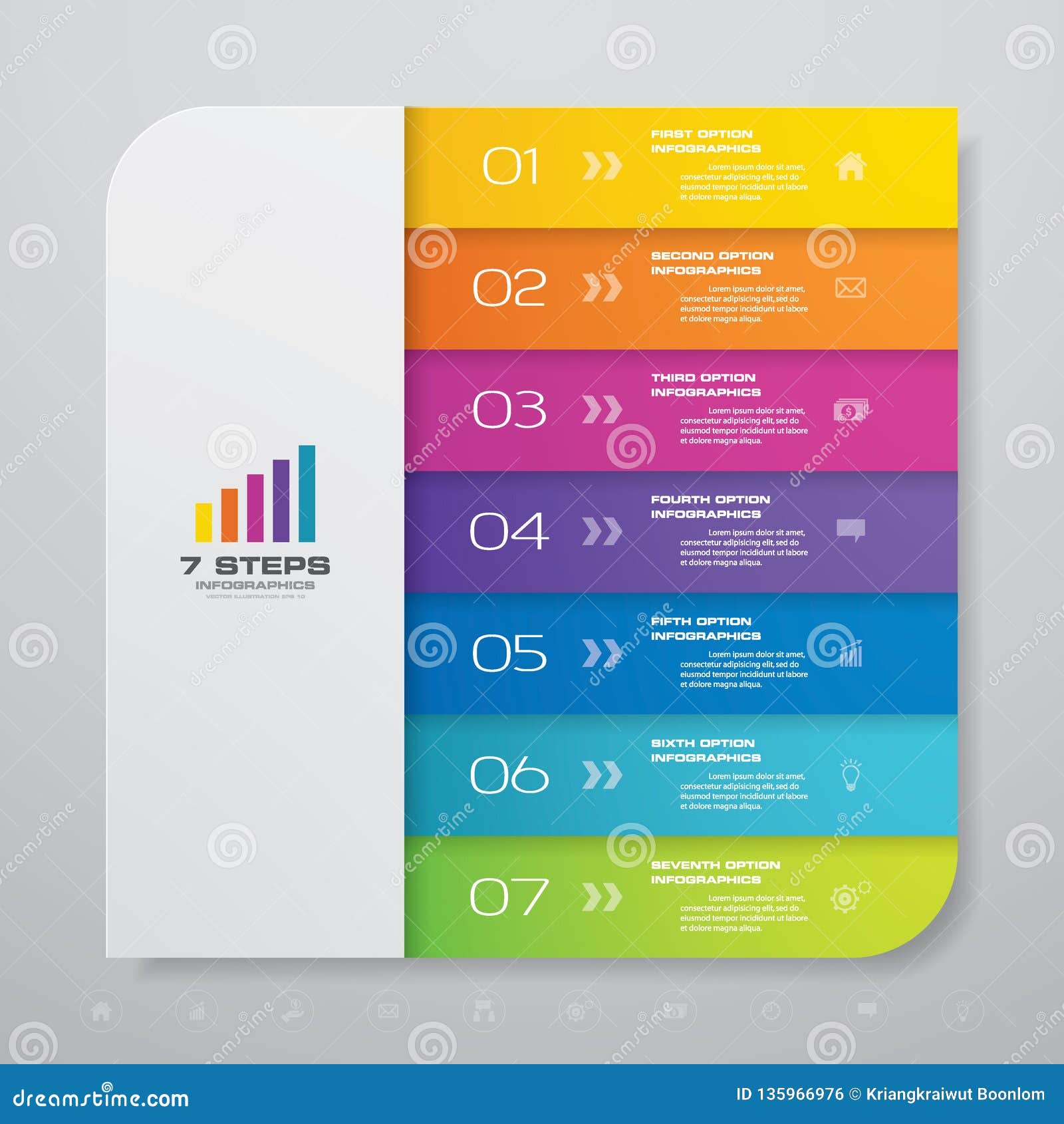 7 Steps Process Chart Infographics Element. Stock Vector - Illustration ...