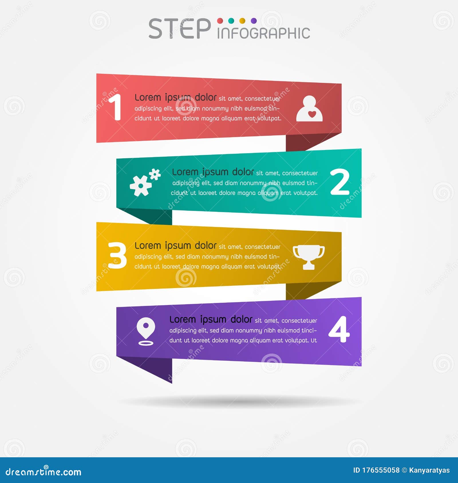 4 Steps Process Color Elements Infographic Vector Illustration Stock ...