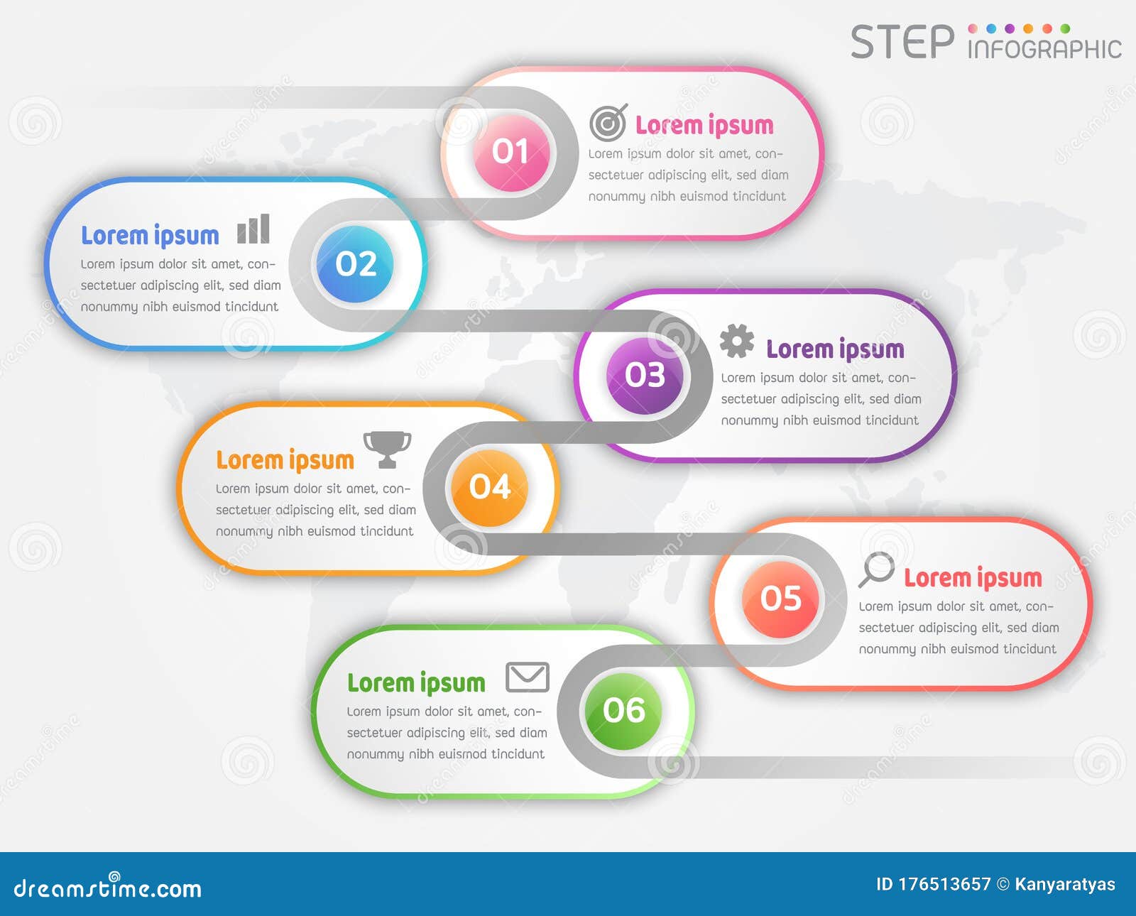 6 Steps Process Color Elements Infographic Vector Illustration Stock ...