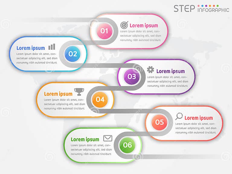 6 Steps Process Color Elements Infographic Vector Illustration Stock ...
