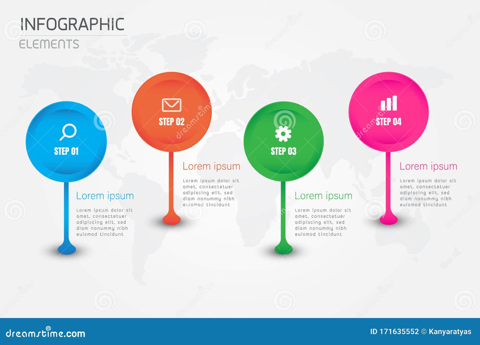 4 Steps Process Color Graphic Elements Infographic,vector Illustration ...