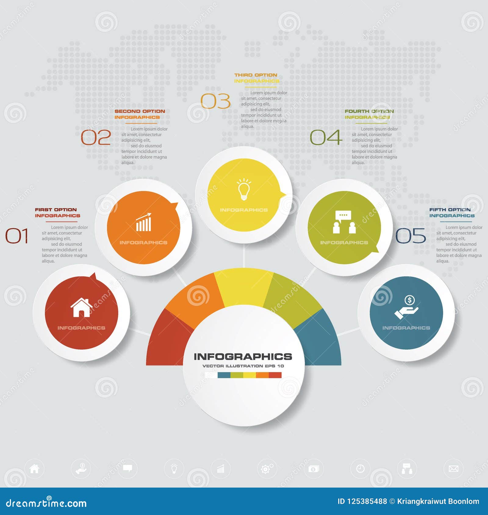5 Steps Process Infographics Element for Presentation. Stock Vector ...