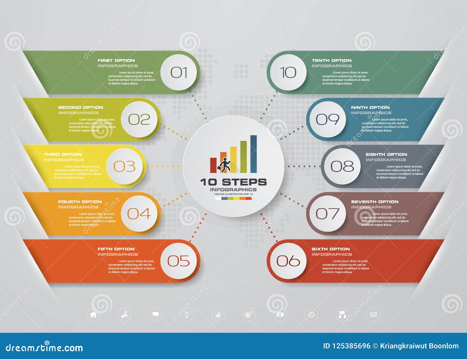 10 Steps Process Infographics Element for Presentation. Stock Vector ...