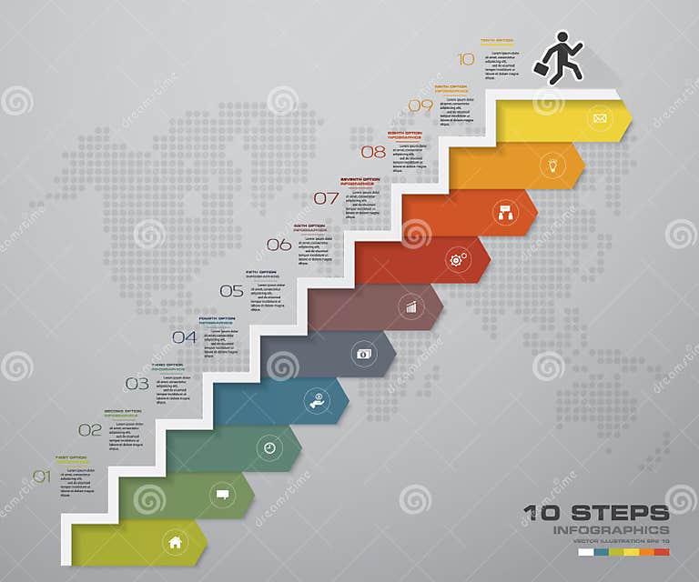 10 Steps Process Infographics Element for Presentation. Stock Vector ...