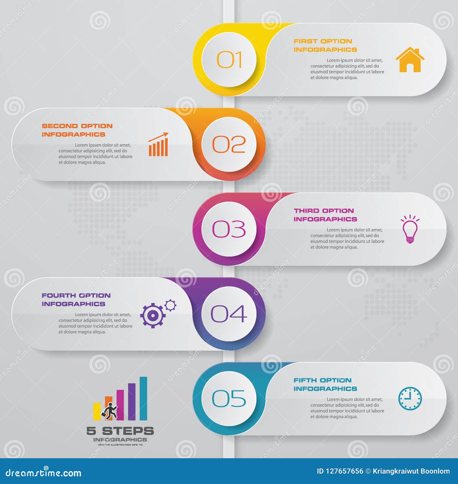 5 Steps Process. Simple&Editable Abstract Design Element Stock Vector - Illustration of concept ...