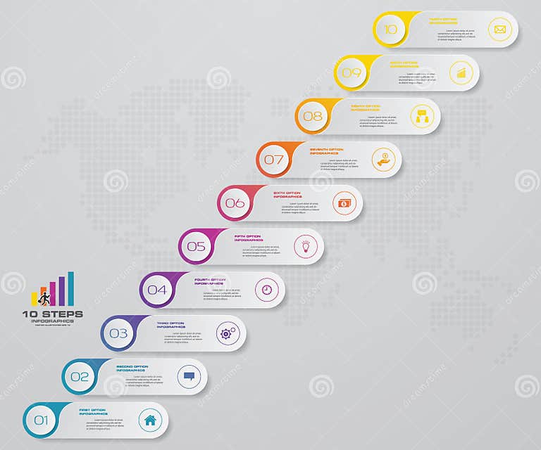 10 Steps Process. Simple&Editable Abstract Design Element Stock Vector ...
