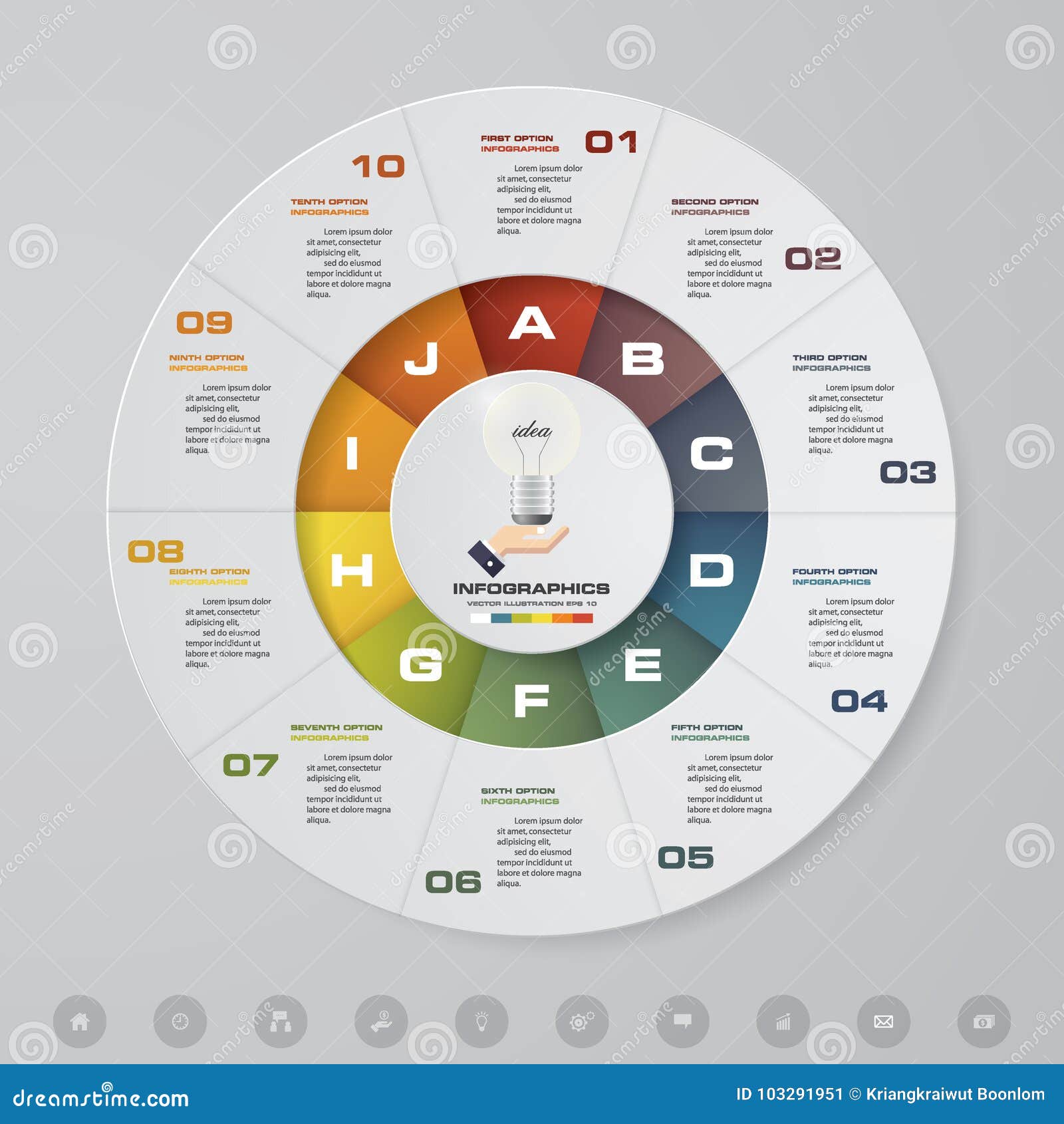 10 Steps Process. Simple&Editable Abstract Design Element. Vector Stock ...