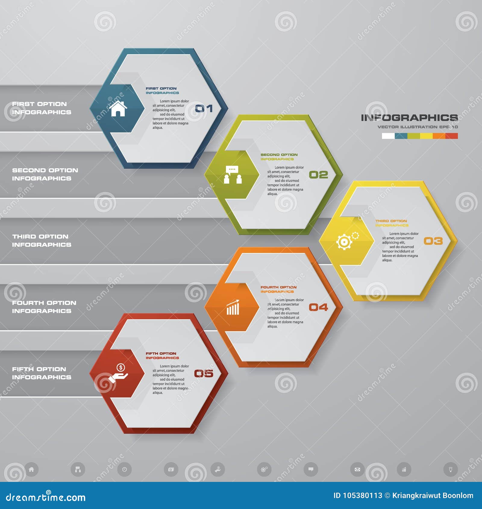 5 Steps Process. Simple&Editable Abstract Design Element Stock Vector ...
