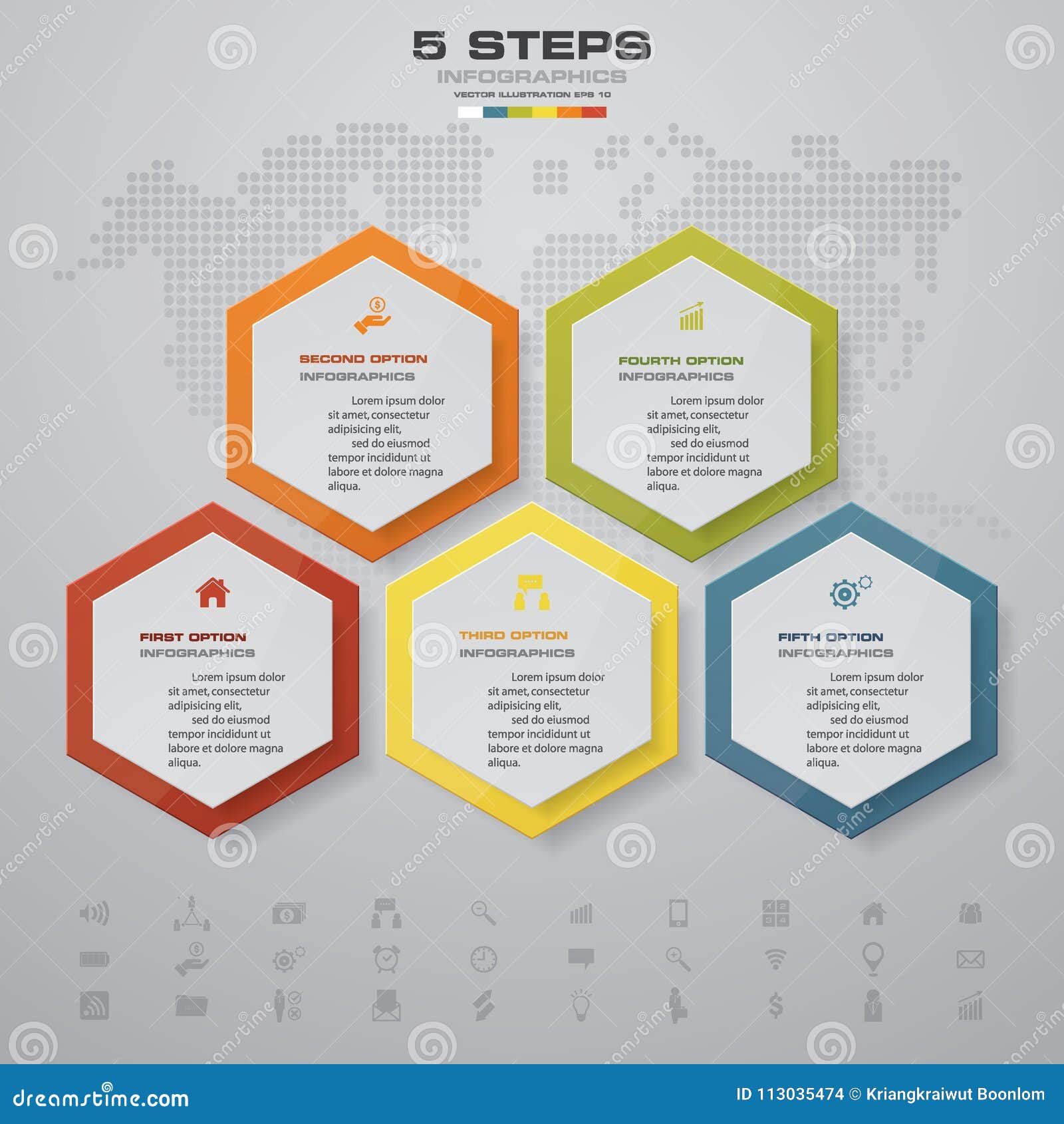 5 Steps Process. Simple&Editable Abstract Design Element. Vector Stock ...