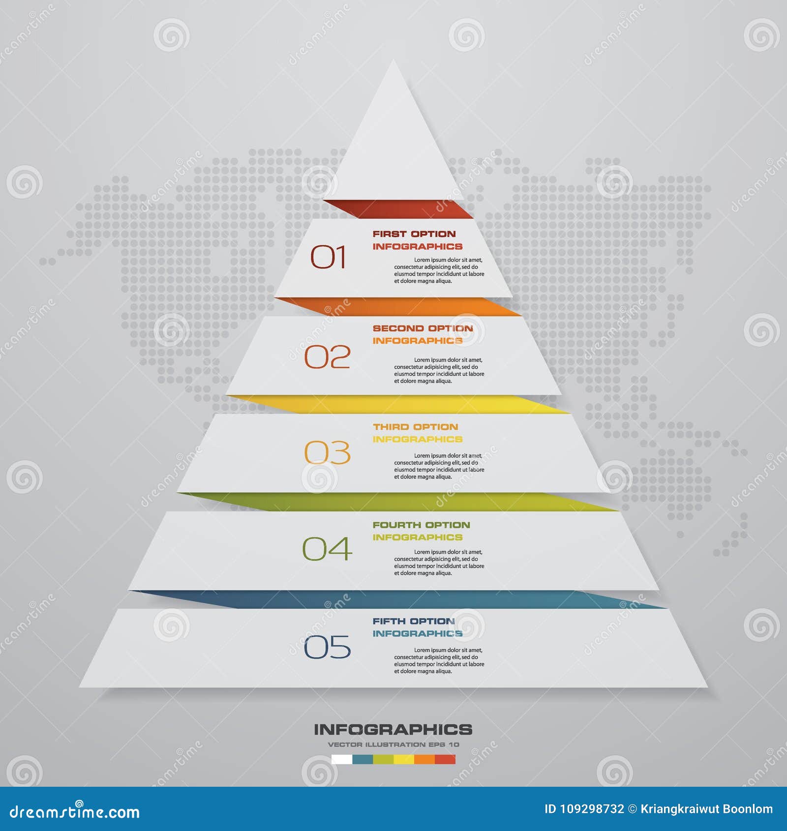 5 Steps Pyramid with Free Space for Text on Each Level. Infographics ...