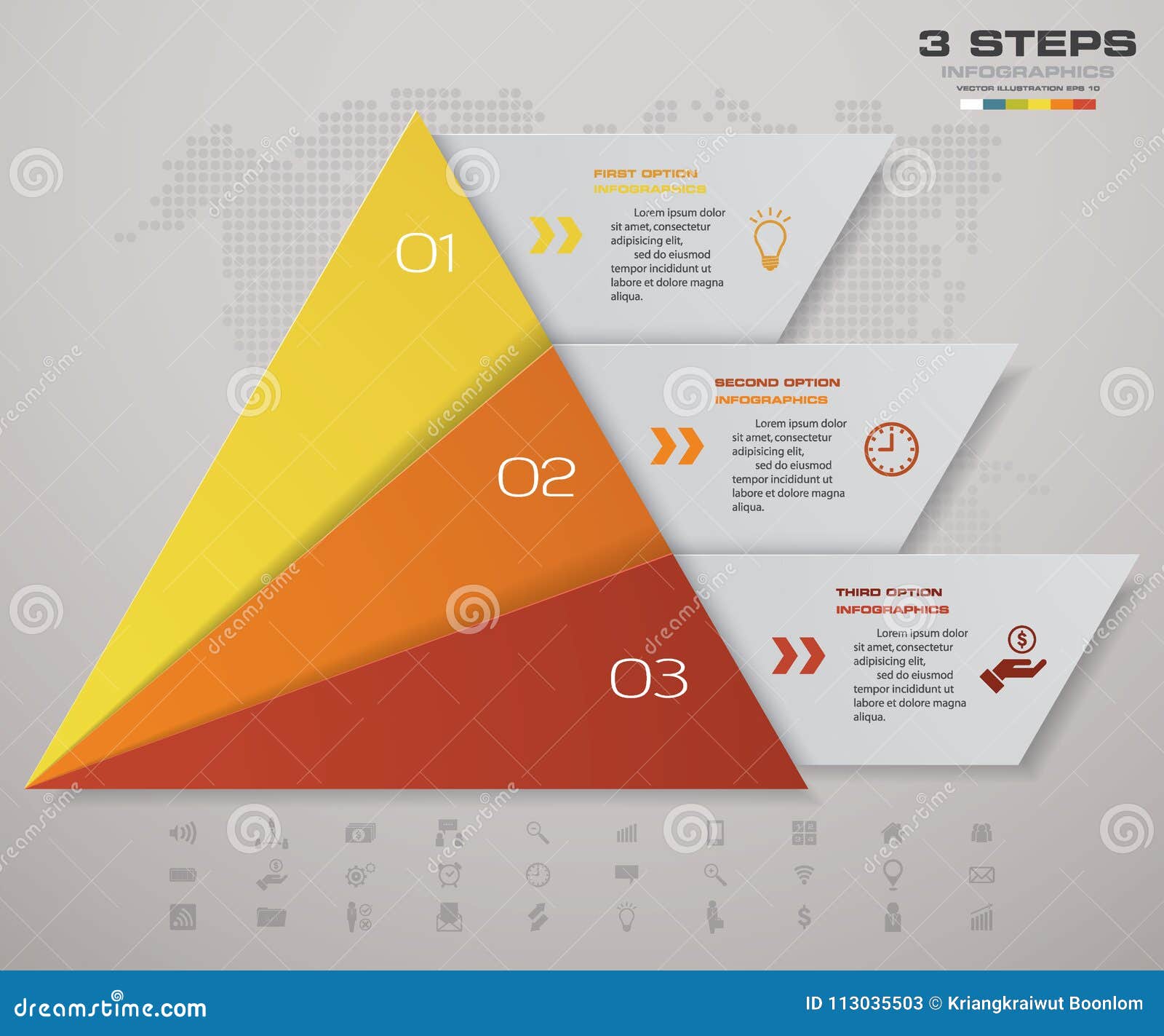 3 Steps Pyramid with Free Space for Text on Each Level. Infographics ...