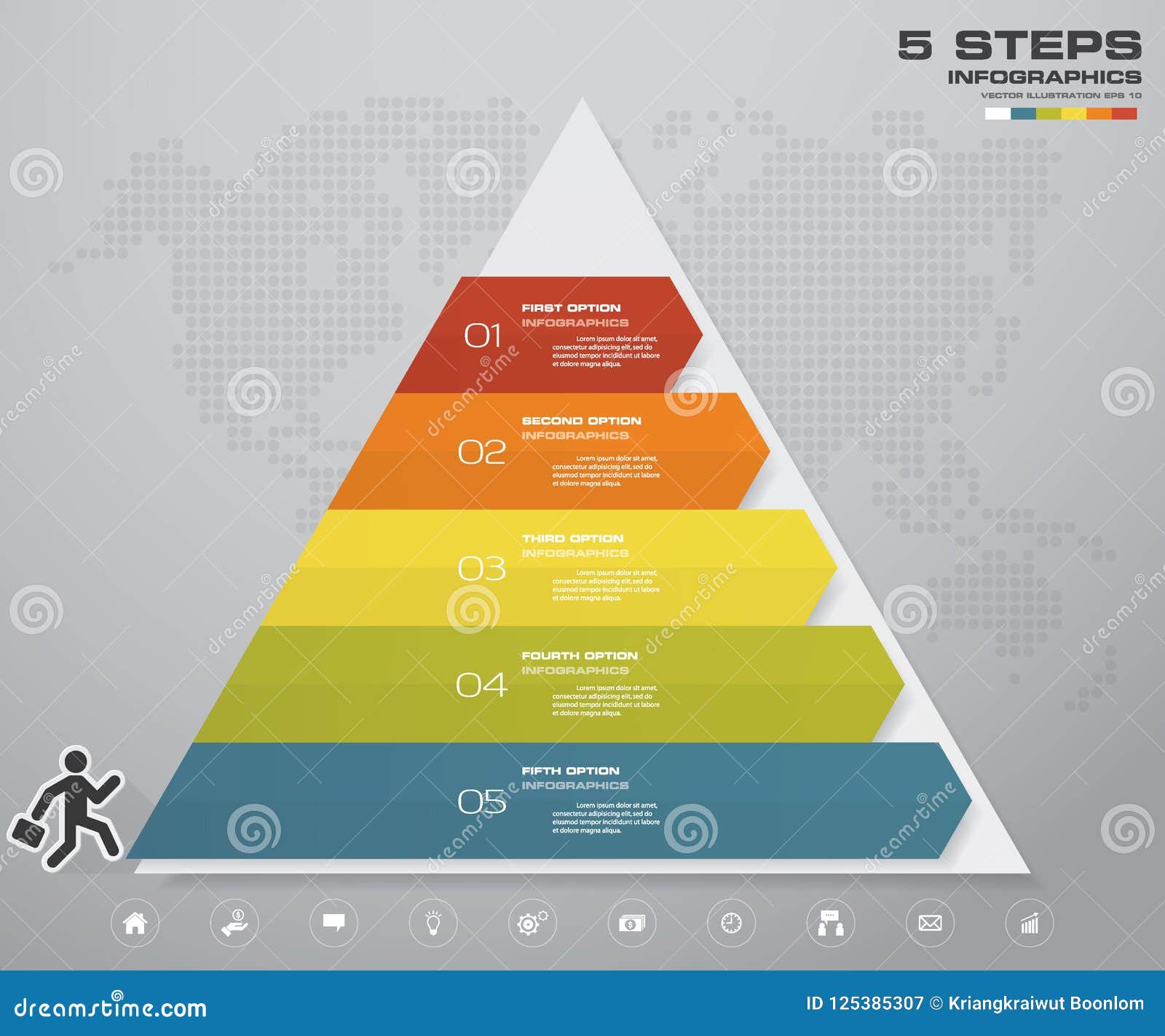 5 Steps Pyramid with Free Space for Text on Each Level. Infographics ...