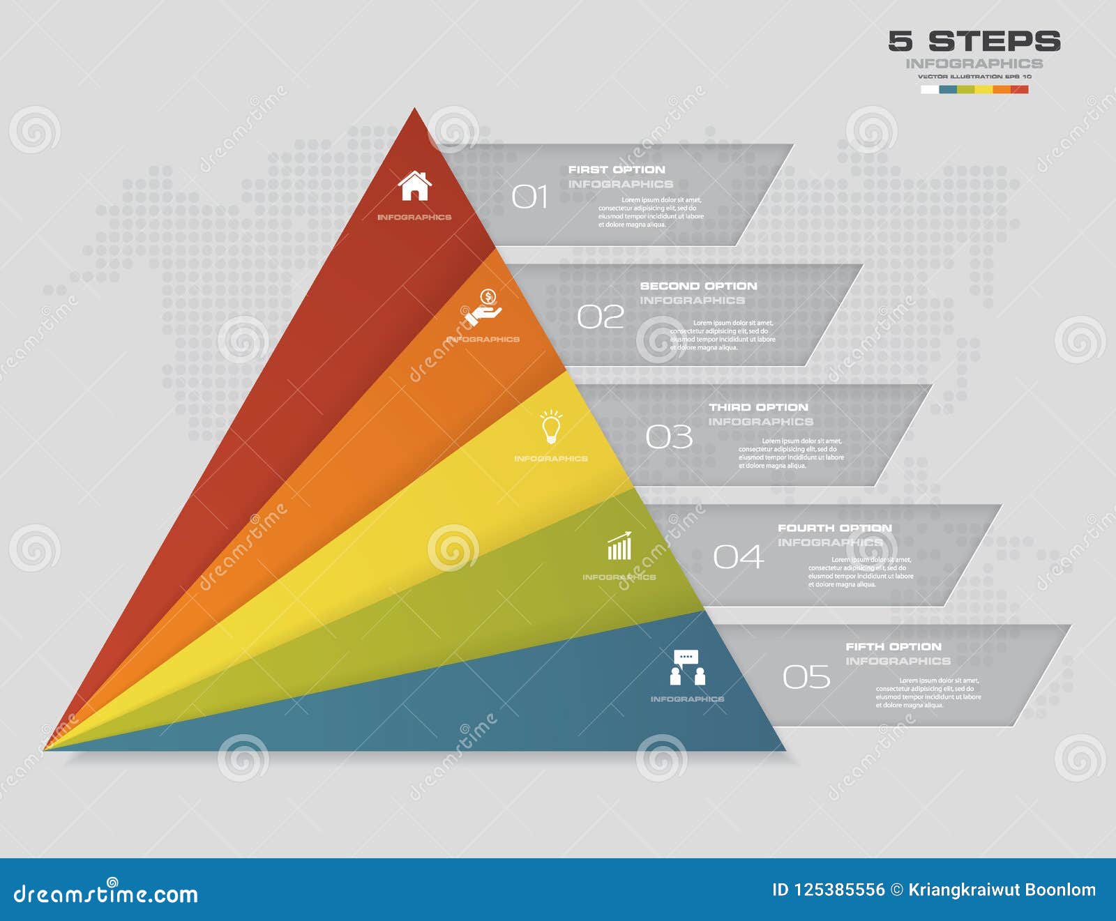 5 Steps Pyramid With Free Space For Text On Each Level. Infographics ...