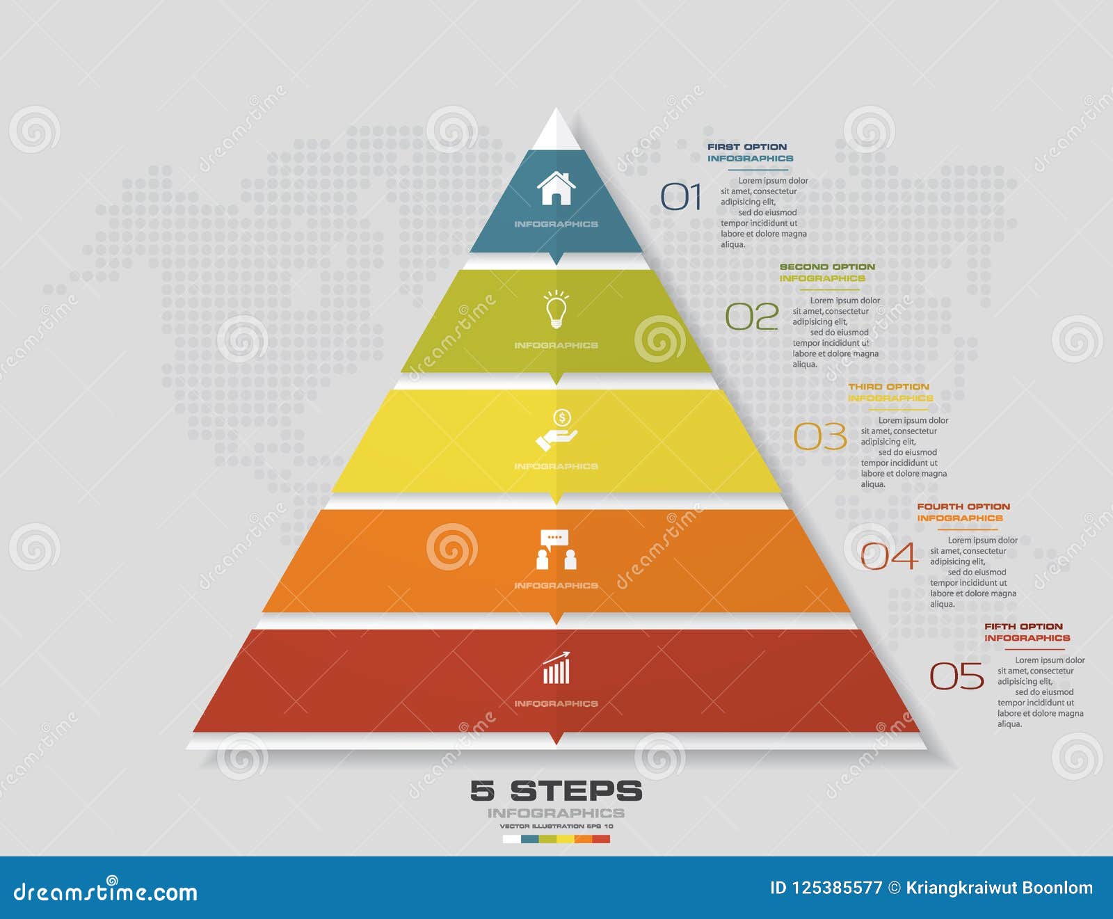 5 Steps Pyramid with Free Space for Text on Each Level. Infographics ...