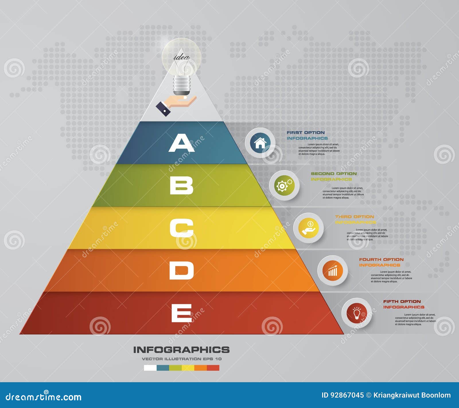 5 Steps Pyramid with Free Space for Text on Each Level. Infographics ...