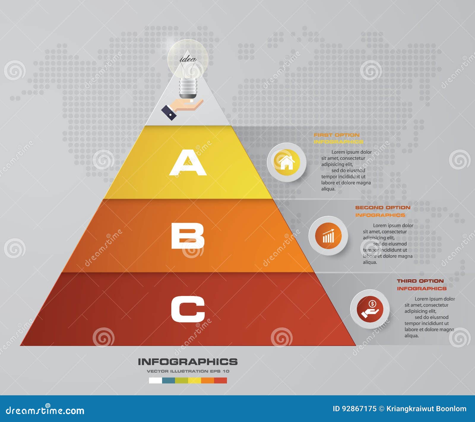 3 Steps Pyramid with Free Space for Text on Each Level. Infographics ...