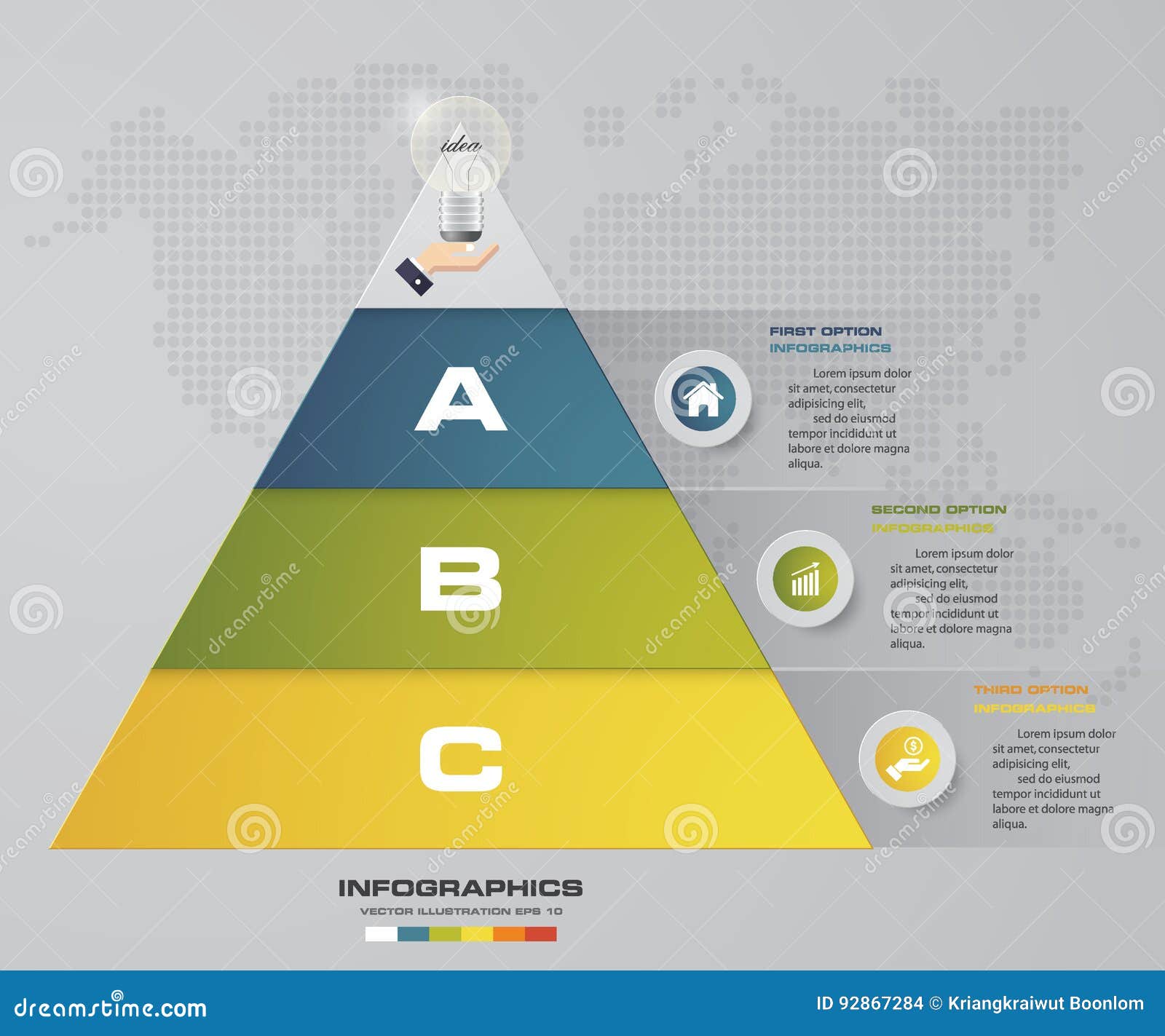 3 Steps Pyramid with Free Space for Text on Each Level. Infographics ...
