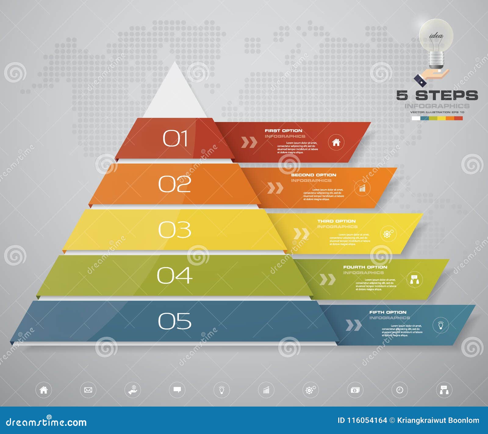 5 Steps Pyramid with Free Space for Text on Each Level. Infographics ...