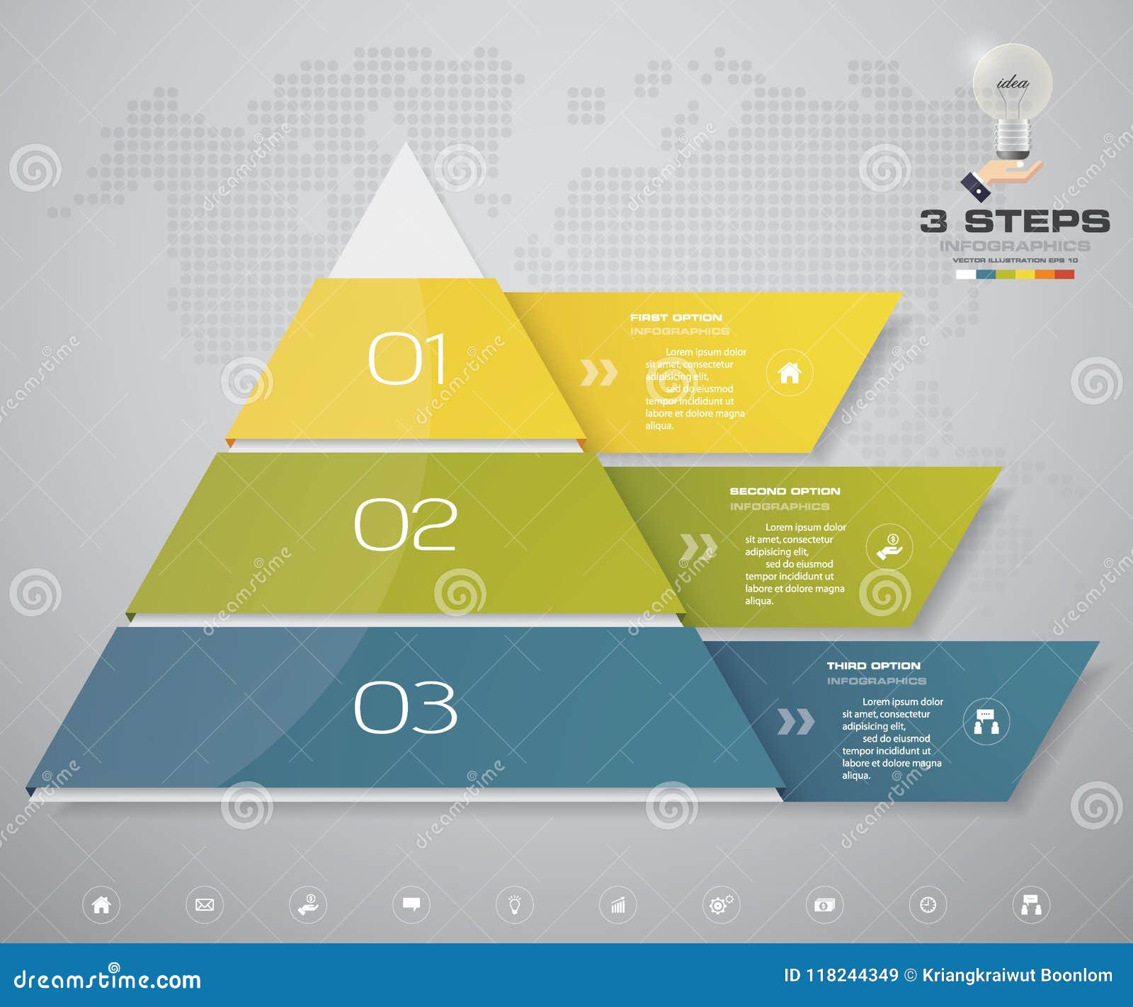 3 Steps Pyramid with Free Space for Text on Each Level. Infographics ...