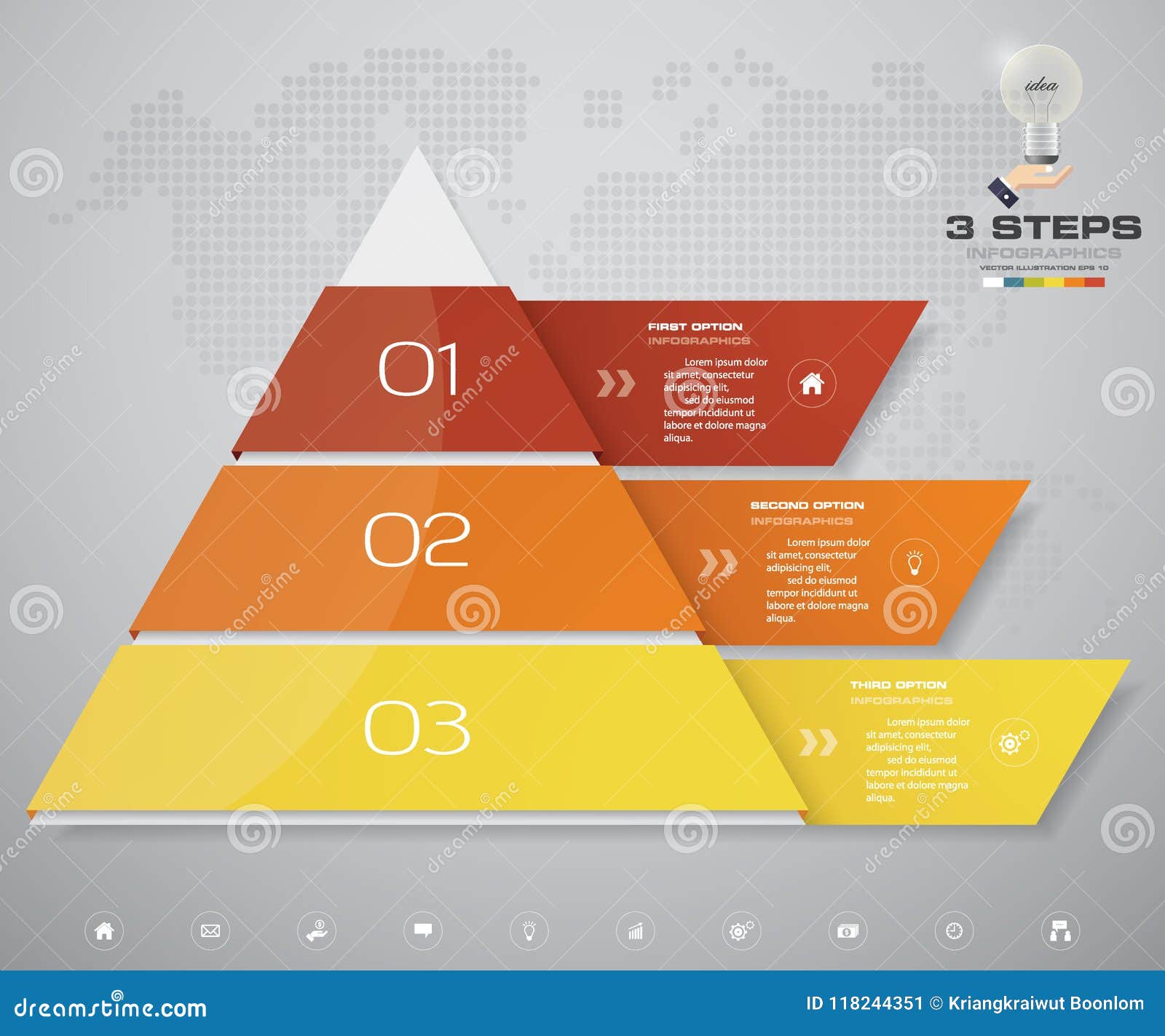 3 Steps Pyramid with Free Space for Text on Each Level. Infographics ...