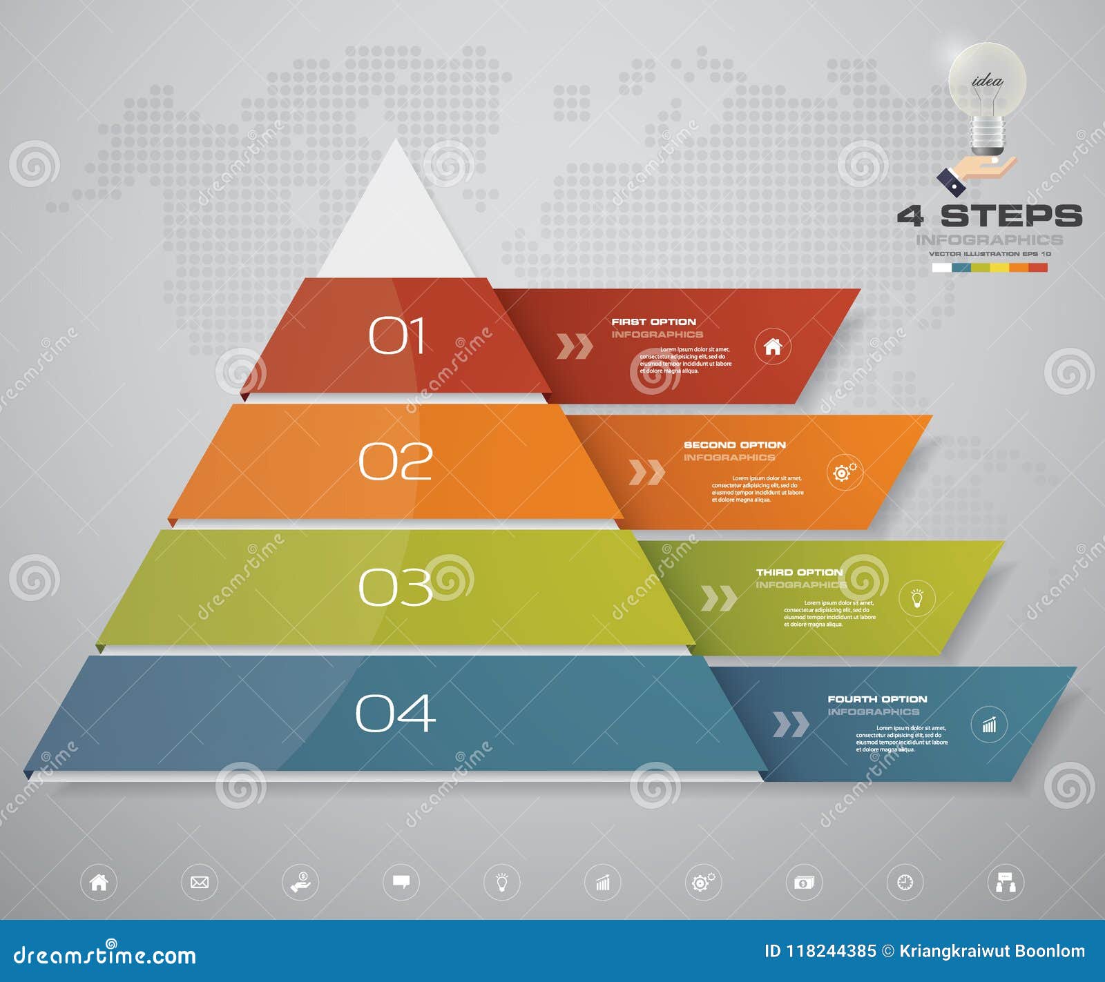 4 Steps Pyramid with Free Space for Text on Each Level. Infographics ...