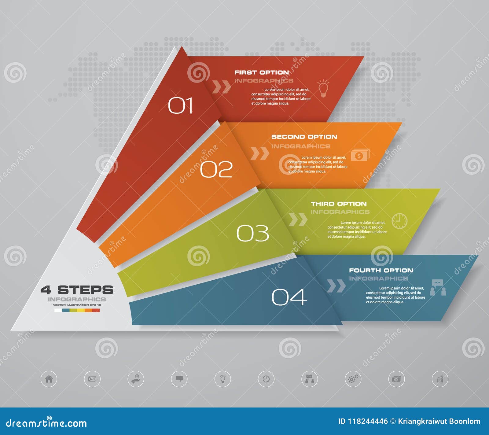 4 Steps Pyramid With Free Space For Text On Each Level. Infographics ...