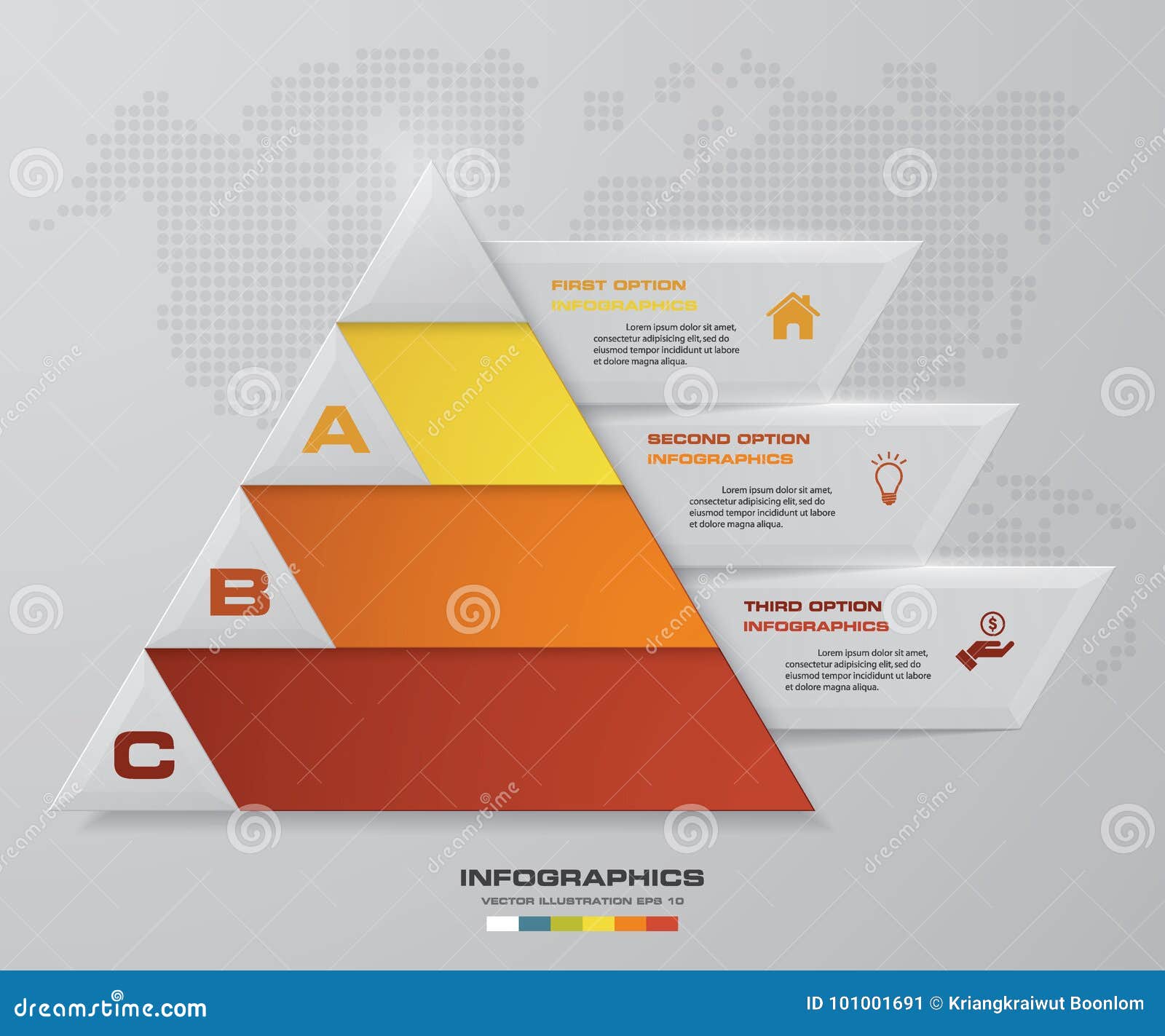 3 Steps Pyramid with Free Space for Text on Each Level. Infographics ...