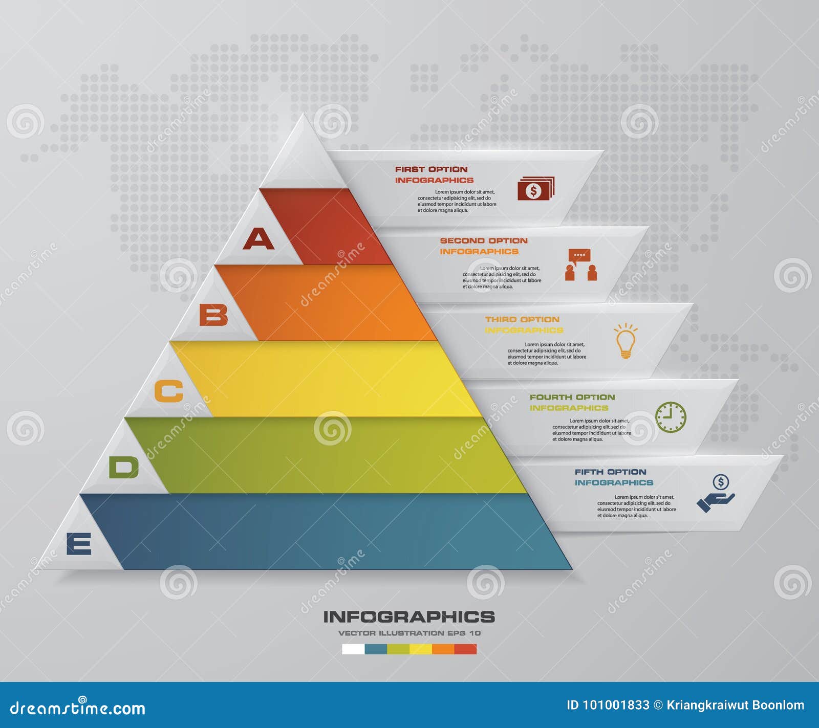 5 Steps Pyramid with Free Space for Text on Each Level. Infographics ...