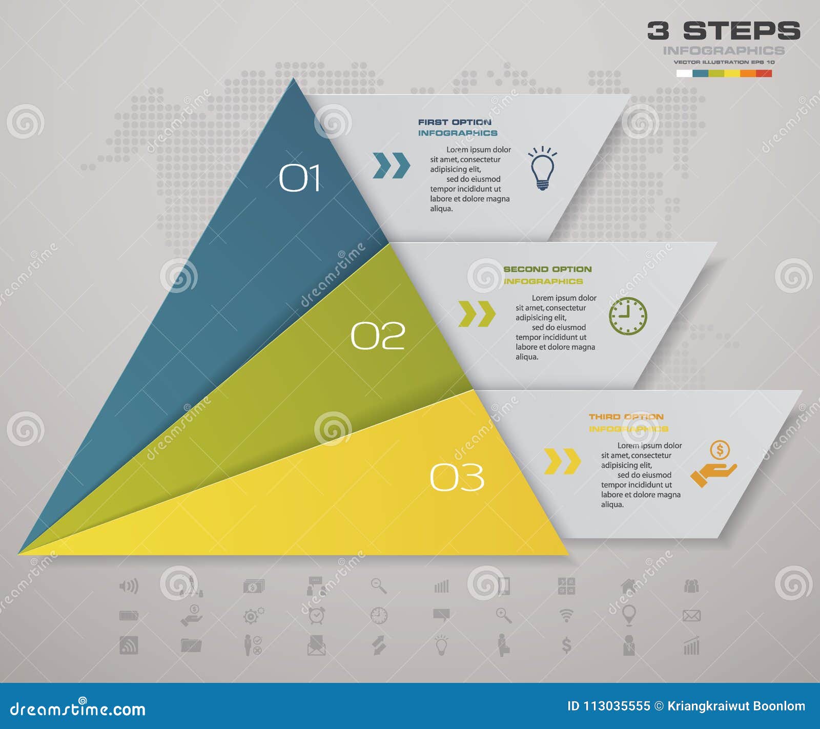 3 Steps Pyramid with Free Space for Text on Each Level. Infographics ...