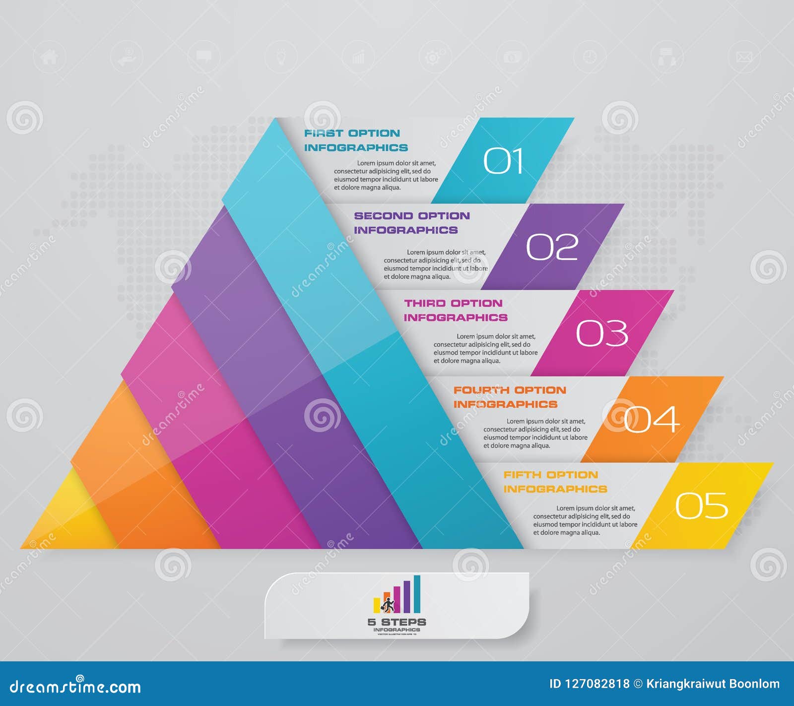 5 Steps Pyramid with Free Space for Text on Each Level. Infographics ...