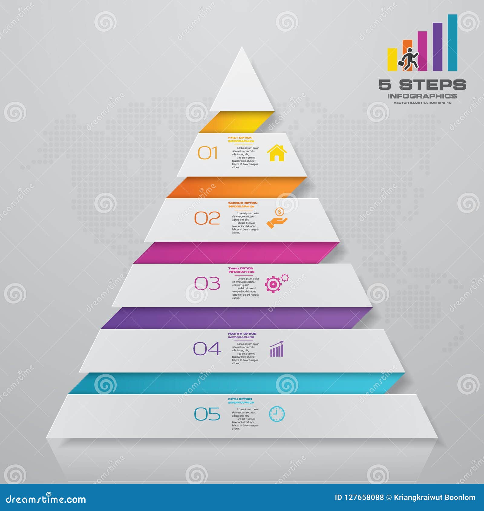 5 Steps Pyramid with Free Space for Text on Each Level. Infographics ...