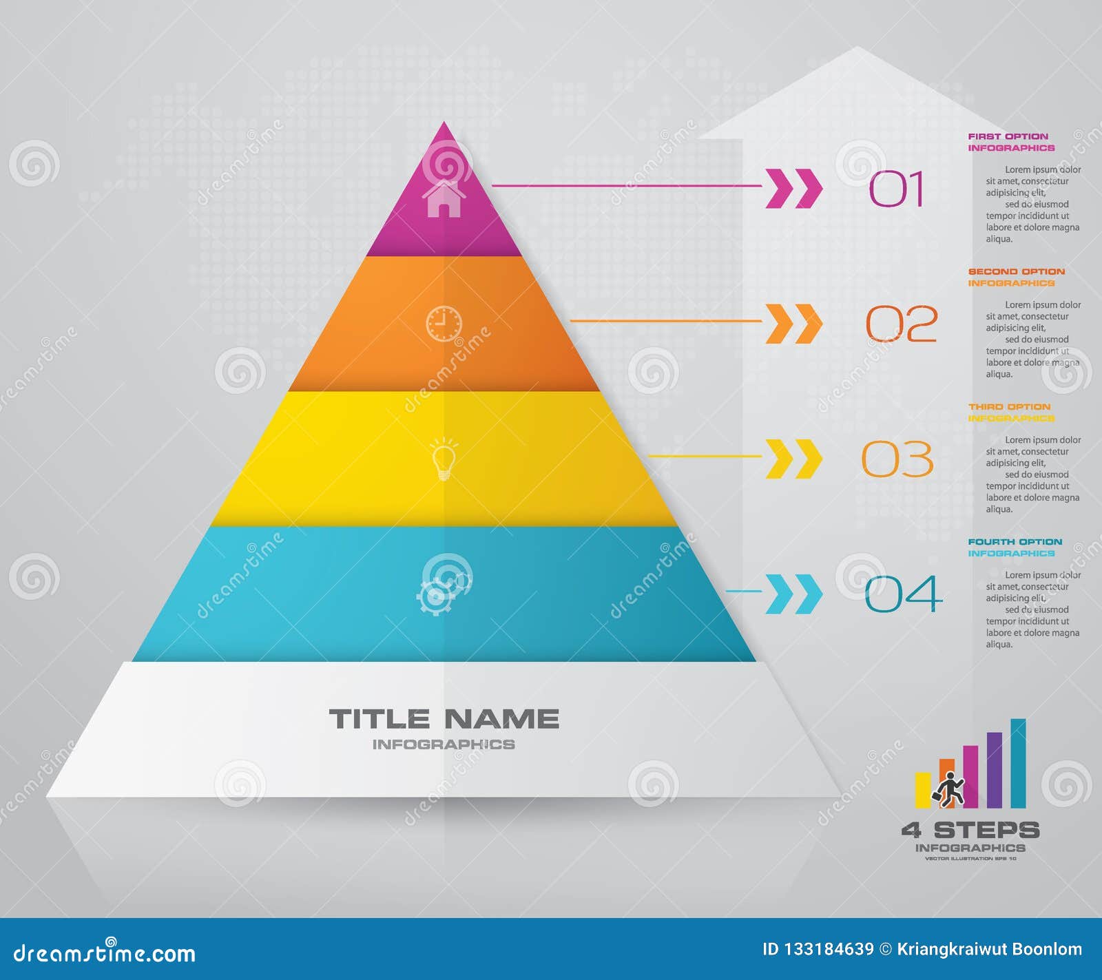 4 Steps Pyramid with Free Space for Text on Each Level. Stock Vector ...