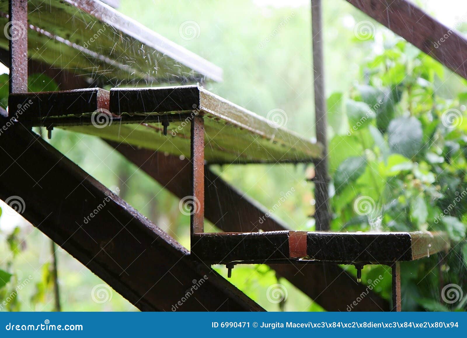 Steps in the rain stock image. Image of green, abstract - 6990471