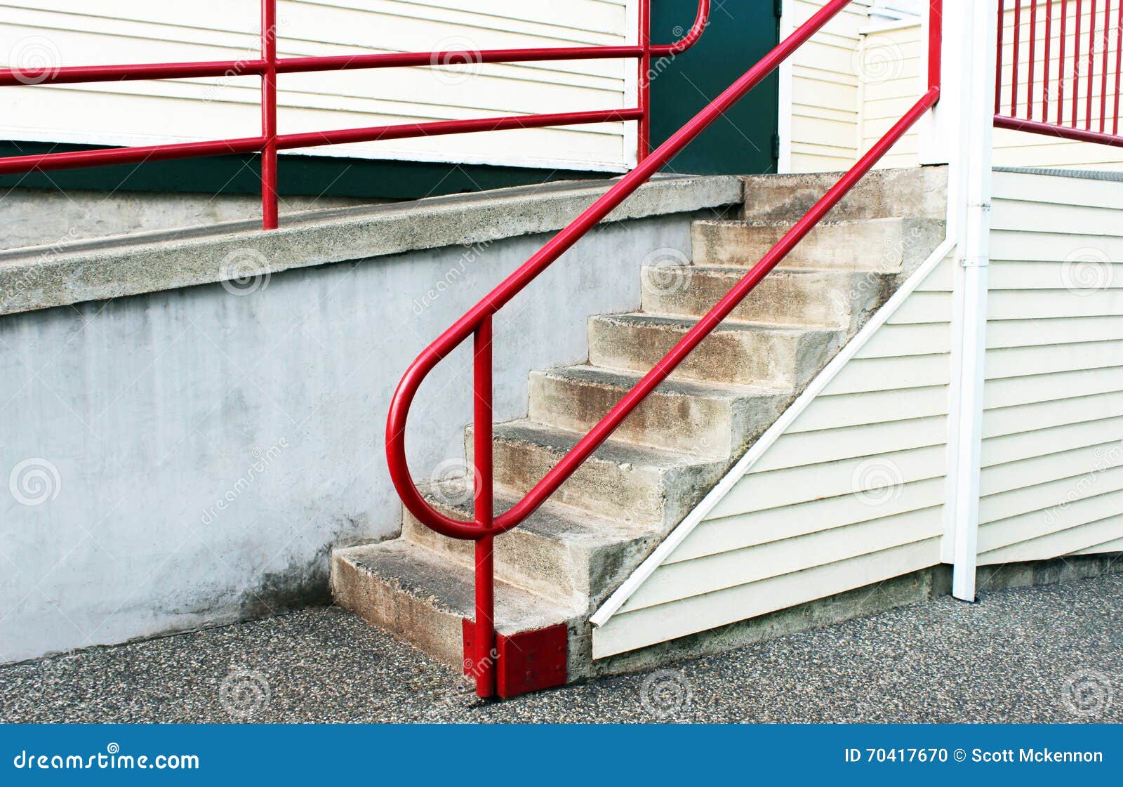 Steps with Red Railing stock photo. Image of railing - 70417670