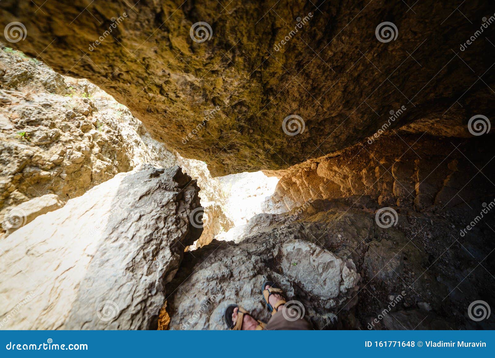 Steps in the Rock Fault Leading Down Stock Photo - Image of park ...