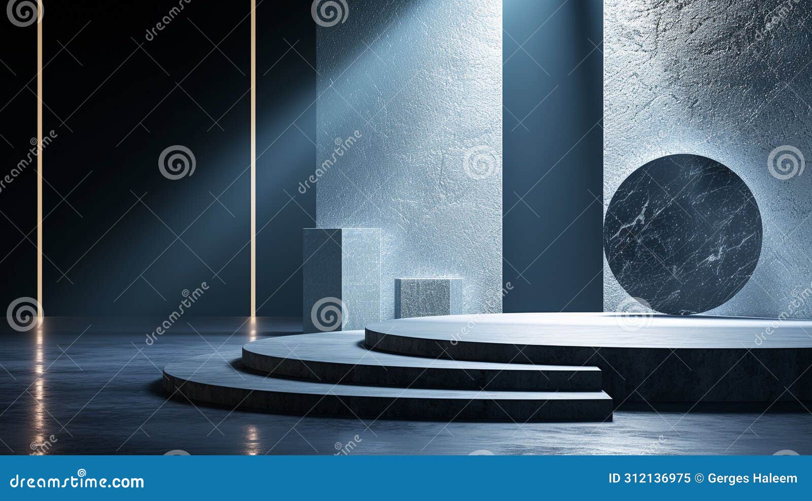 Steps with Round Object stock illustration. Illustration of stairs ...