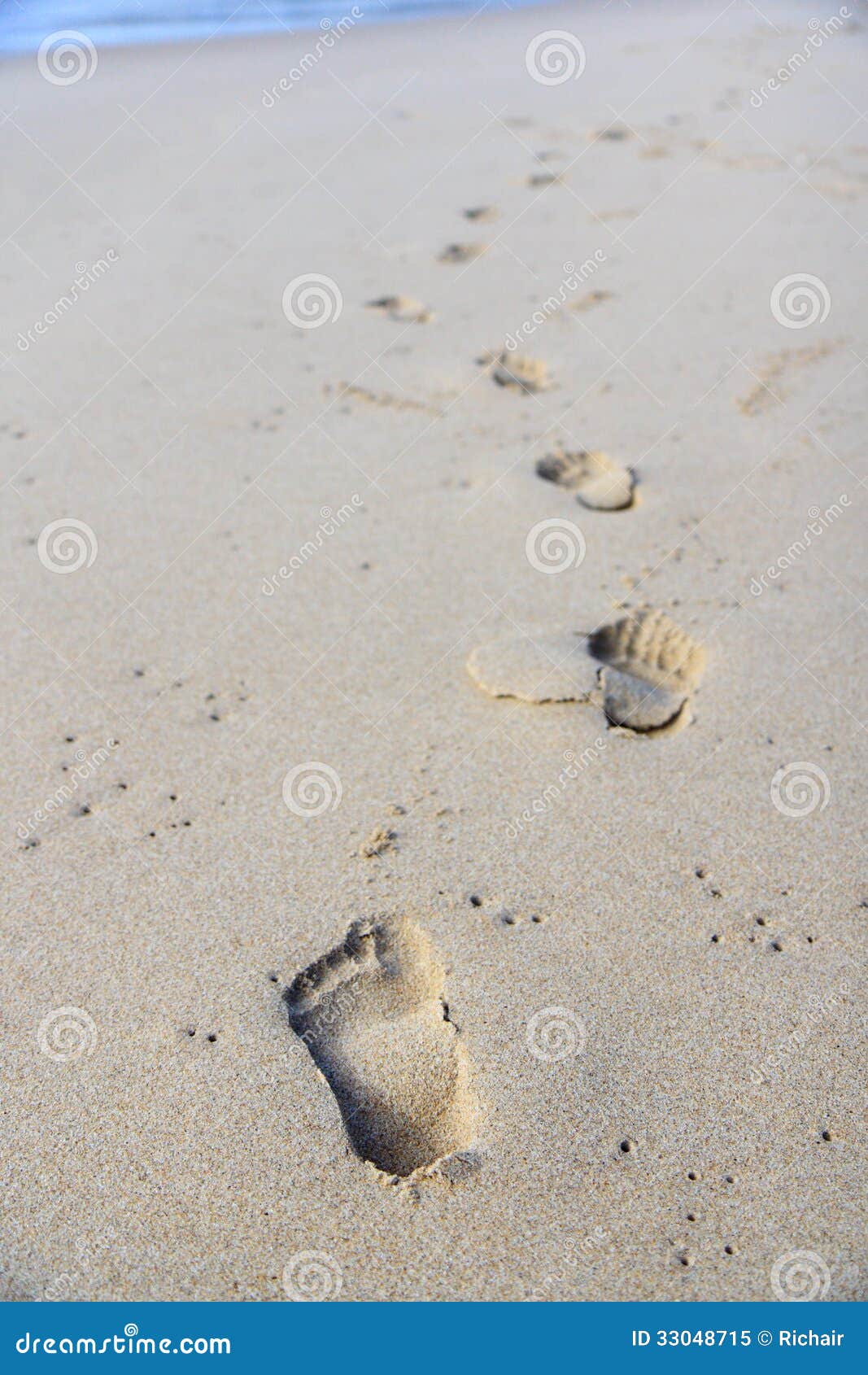 Steps in the sand stock image. Image of pure, footstep - 33048715