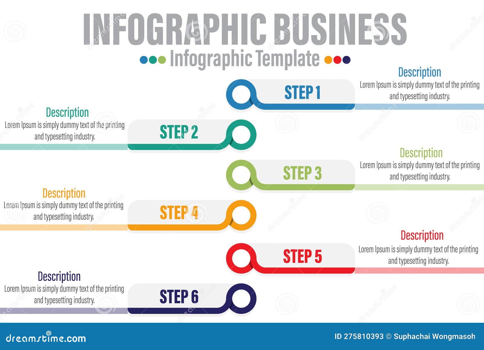 6 Steps Shape Elements with Steps,road Map,options,milestone,timeline ...