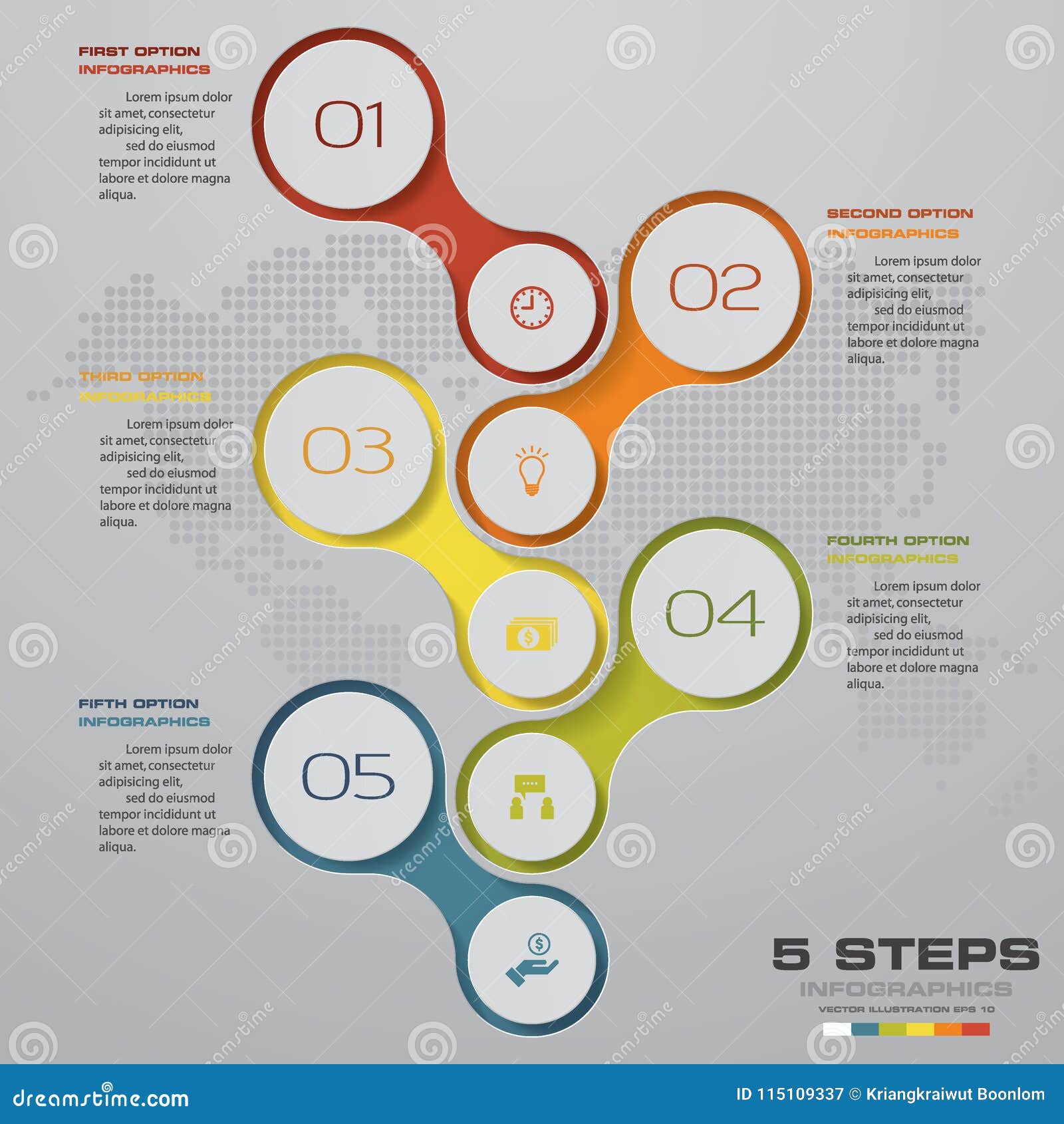 5 Steps Simple&Editable Abstract Design Element. for Presentation ...