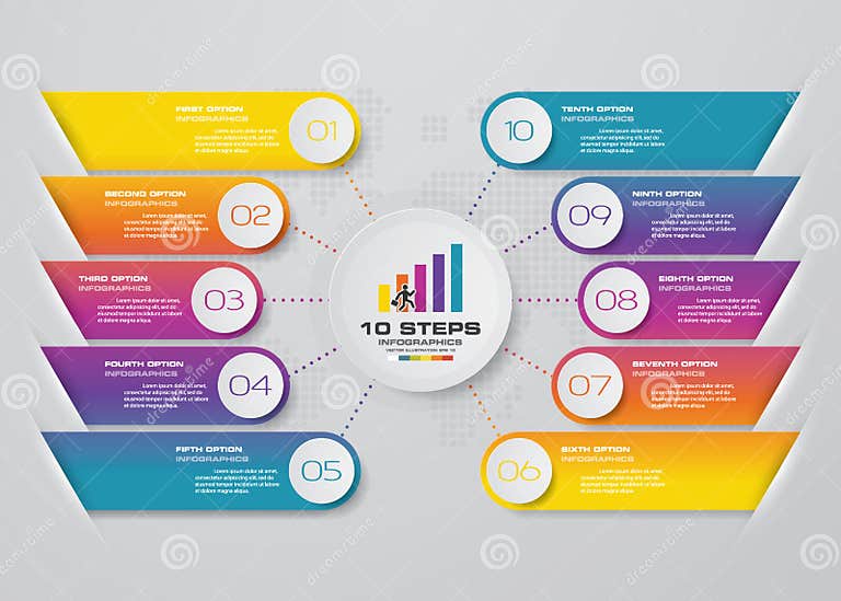 10 Steps Simple&editable Process Chart Infographics Element. Stock ...