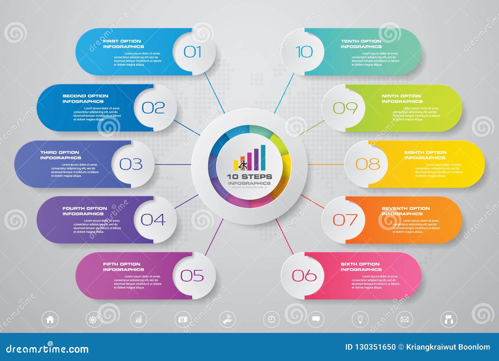 10 Steps Simple&editable Process Chart Infographics Element. Stock ...