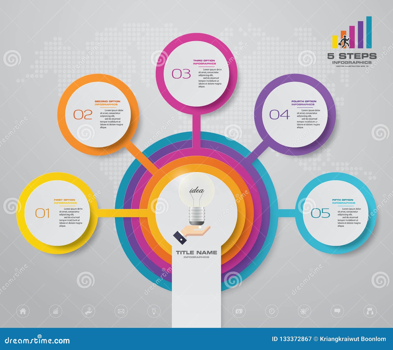 5 Steps Simple&editable Process Chart Infographics Element. Stock ...