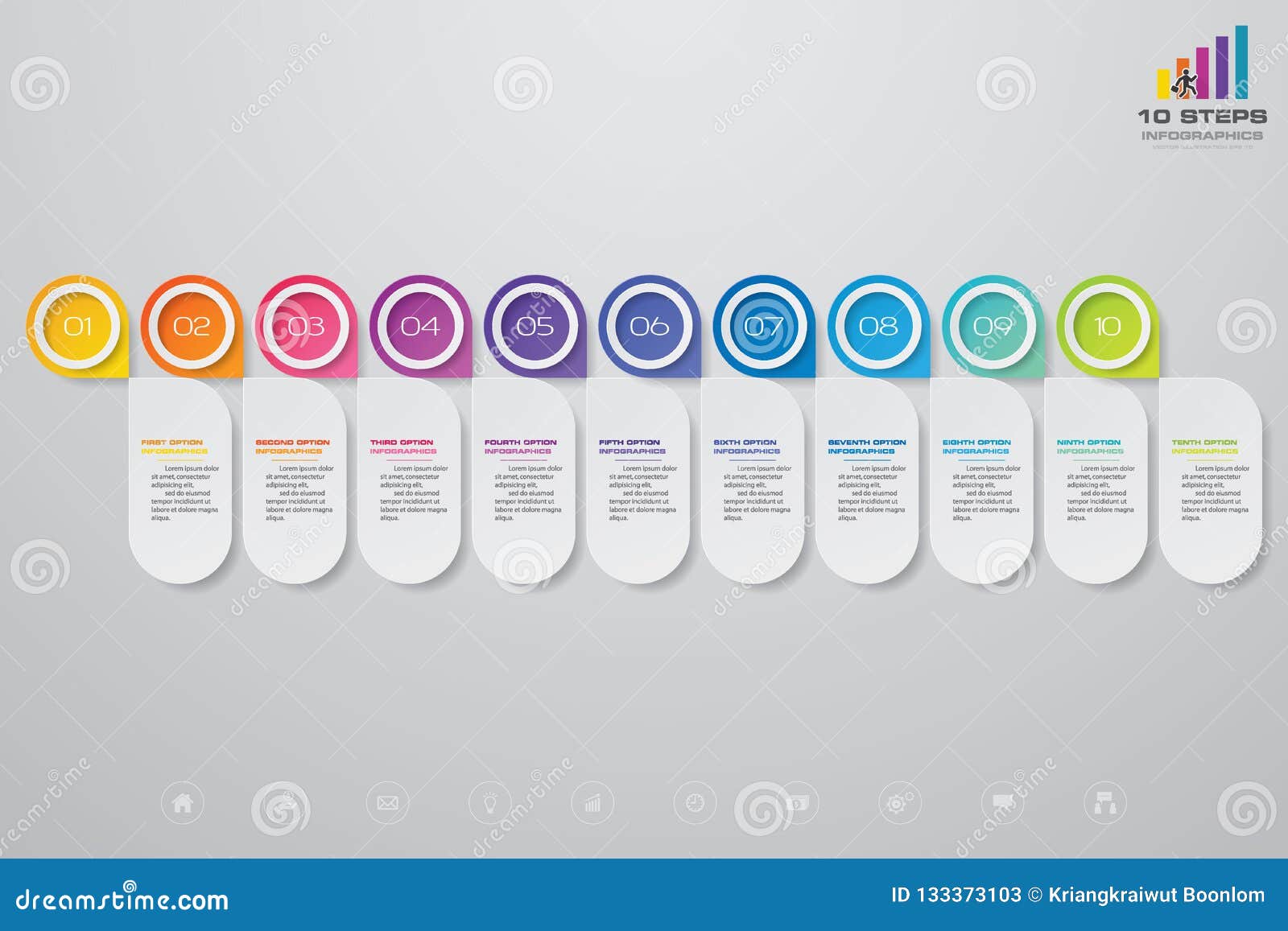 10 Steps Simple&editable Process Chart Infographics Element. Stock ...