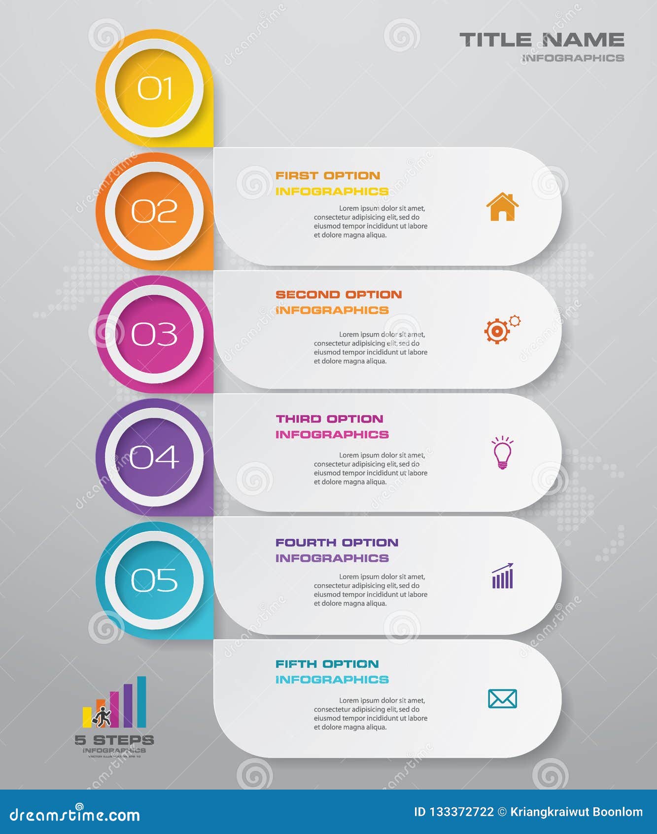 5 Steps Simple&editable Process Chart Infographics Element. Stock ...