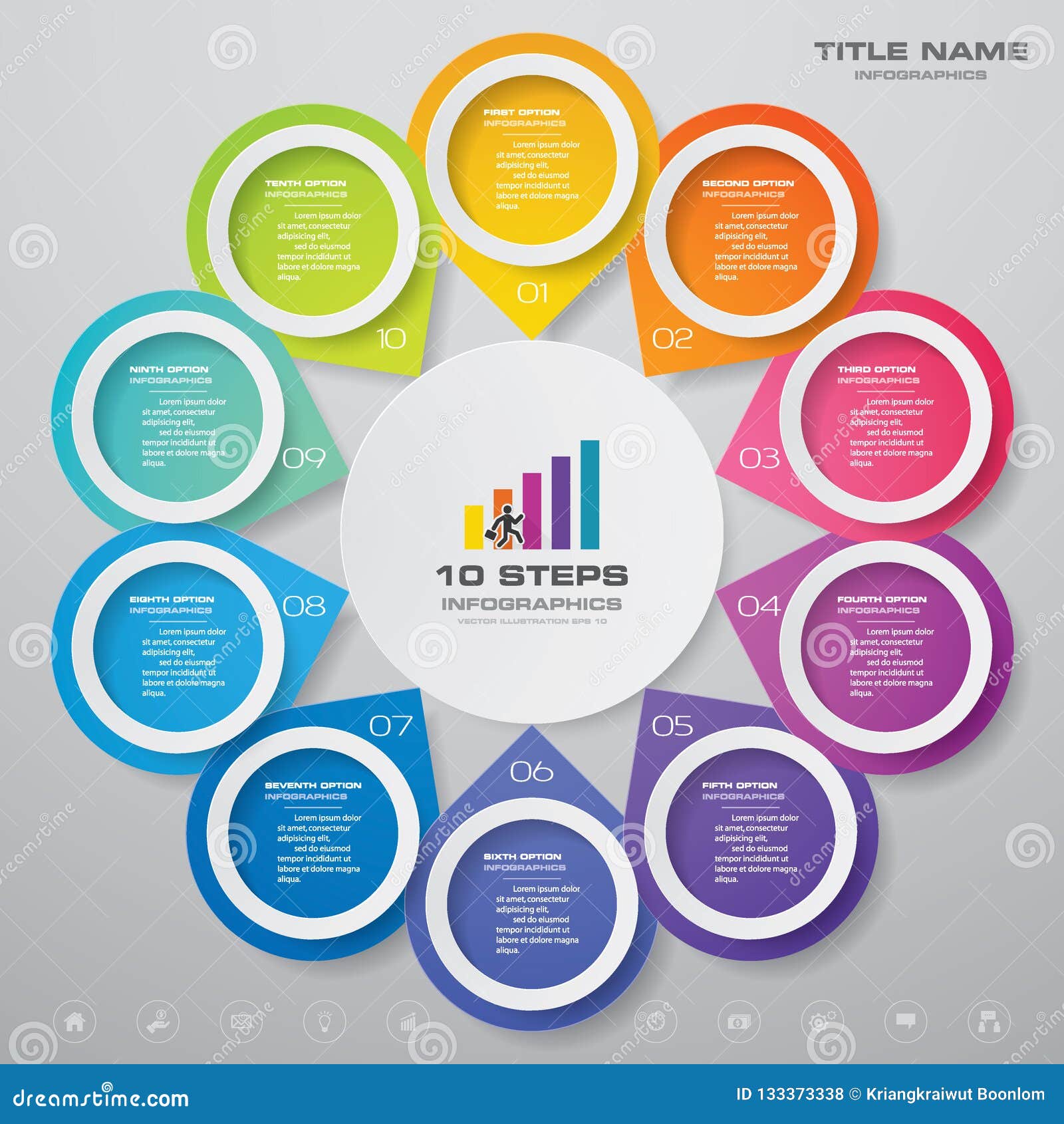 10 Steps Simple&editable Process Chart Infographics Element. Stock Vector - Illustration of ...
