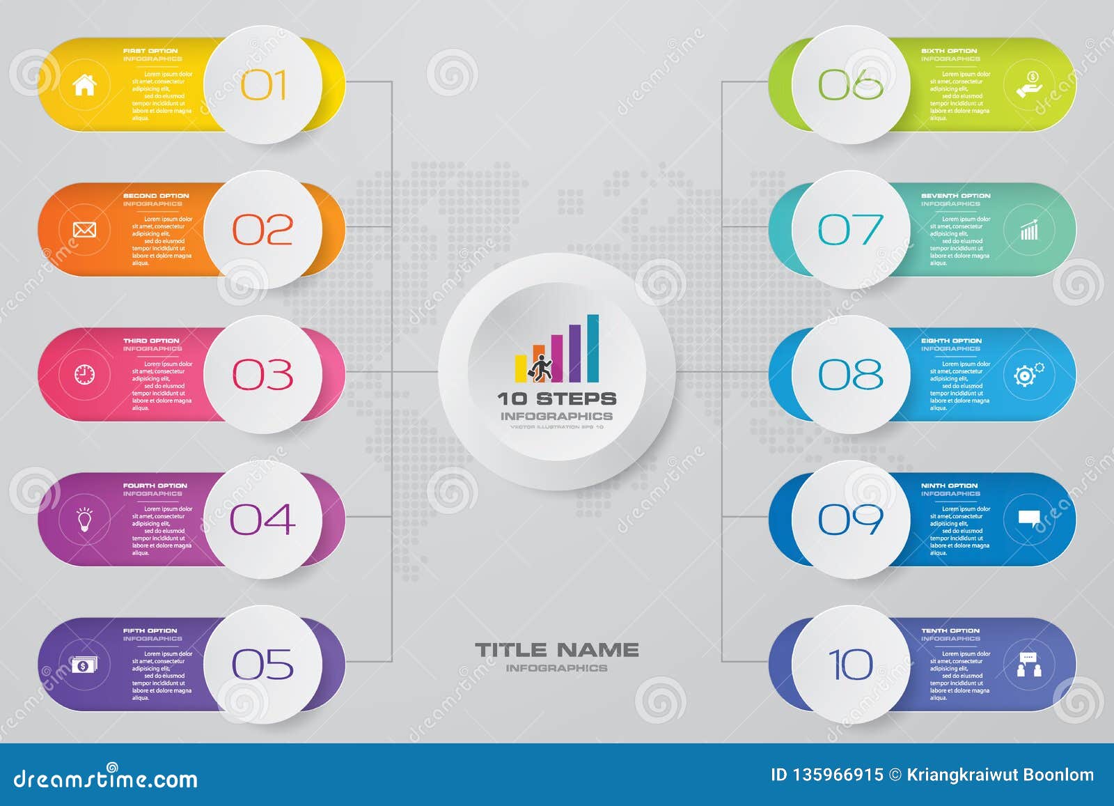10 Steps Simple&editable Process Chart Infographics Element. Stock ...