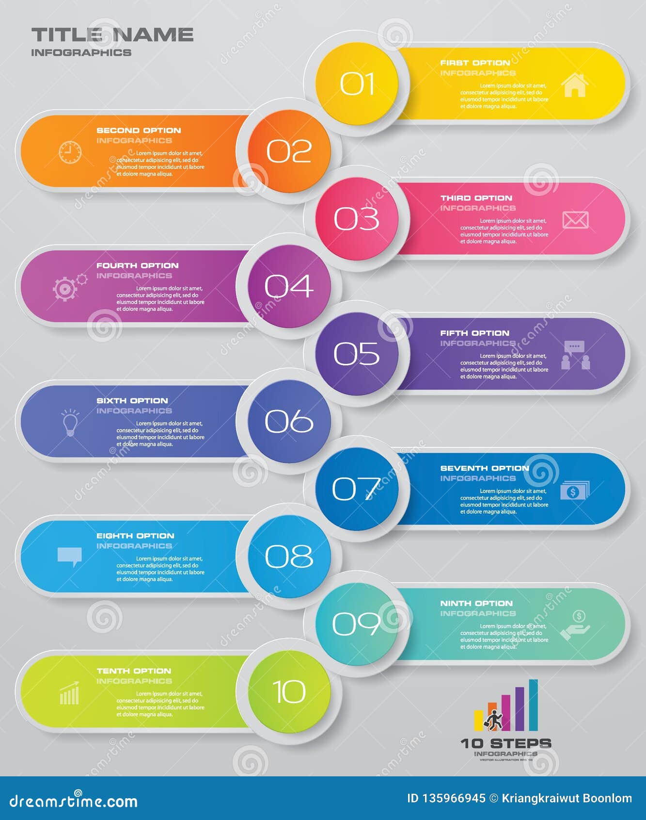 10 Steps Simple&editable Process Chart Infographics Element. Stock ...
