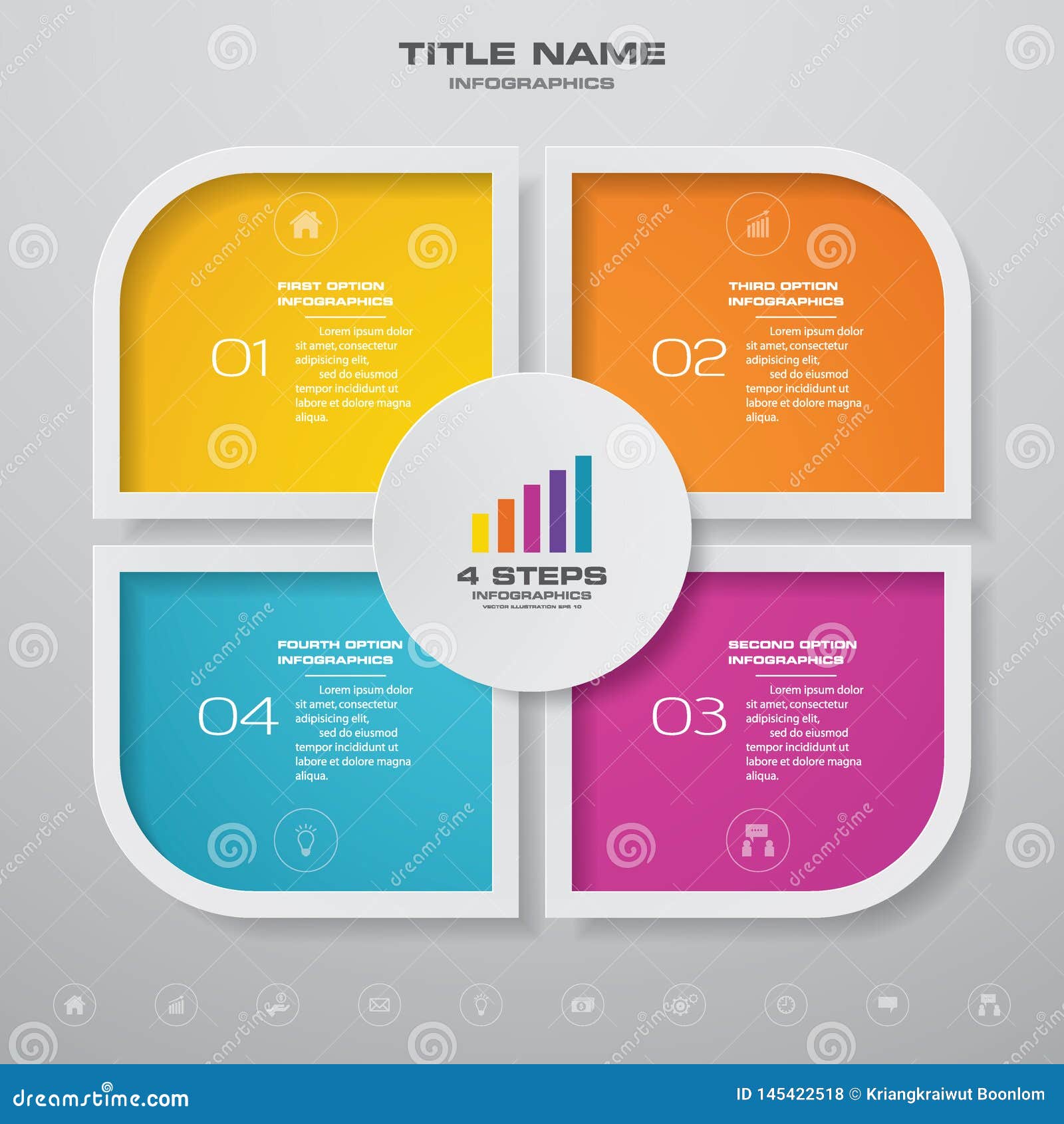 4 Steps Simple&editable Process Chart Infographics Element. Stock ...