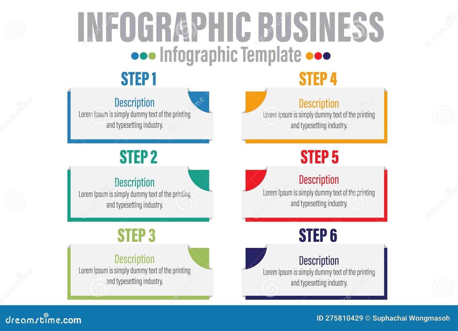 6 Steps, Six 6 Option Paper Note Shape Elements With Steps,road Map ...
